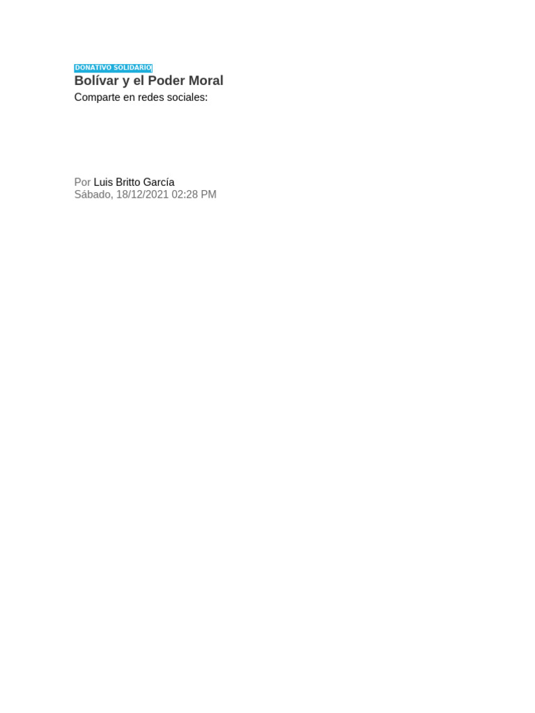 Bolivar y El Poder Moral | PDF | República