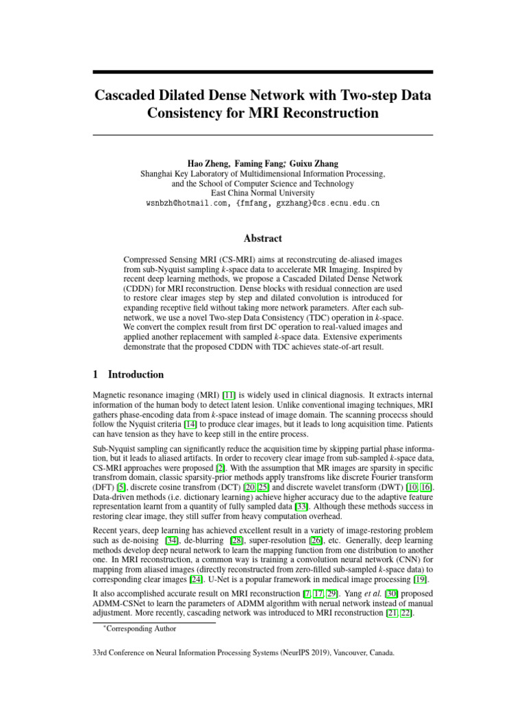 NeurIPS 2019 Cascaded Dilated Dense Network With Two Step Data ...