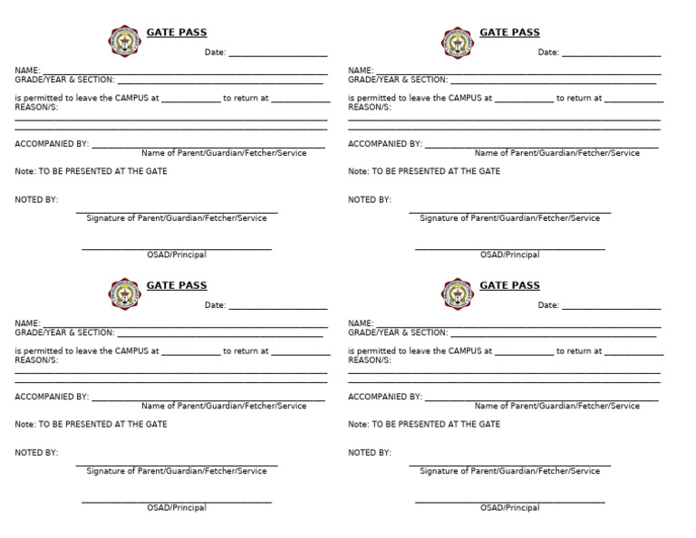 Gate Pass Final | PDF