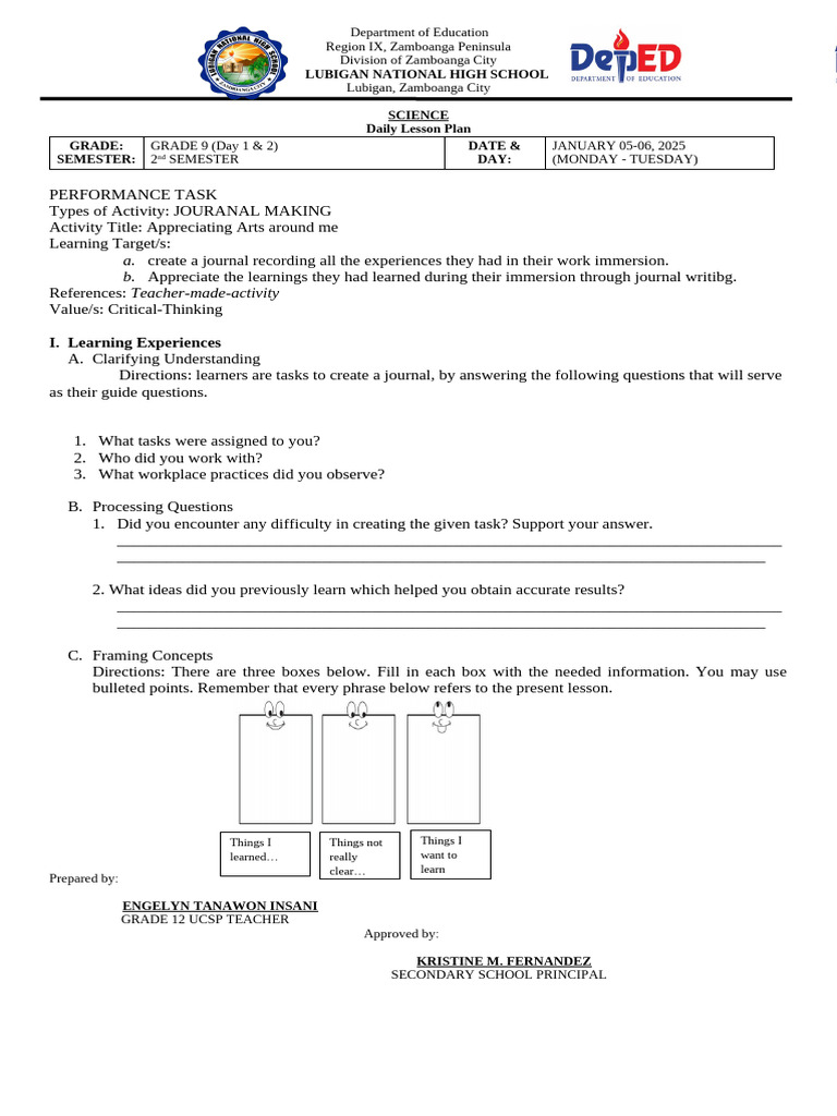 Week 4.1 Lesson Plan | PDF | Cognitive Science | Learning