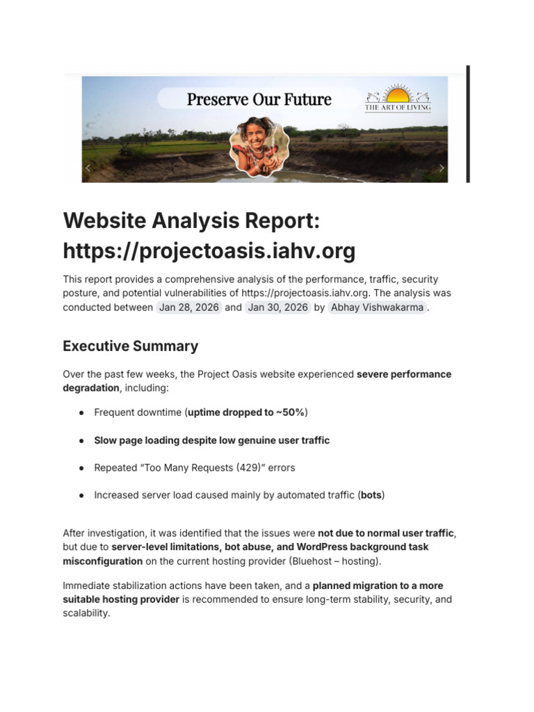 Project Oasis Analysis | PDF | Word Press | Websites