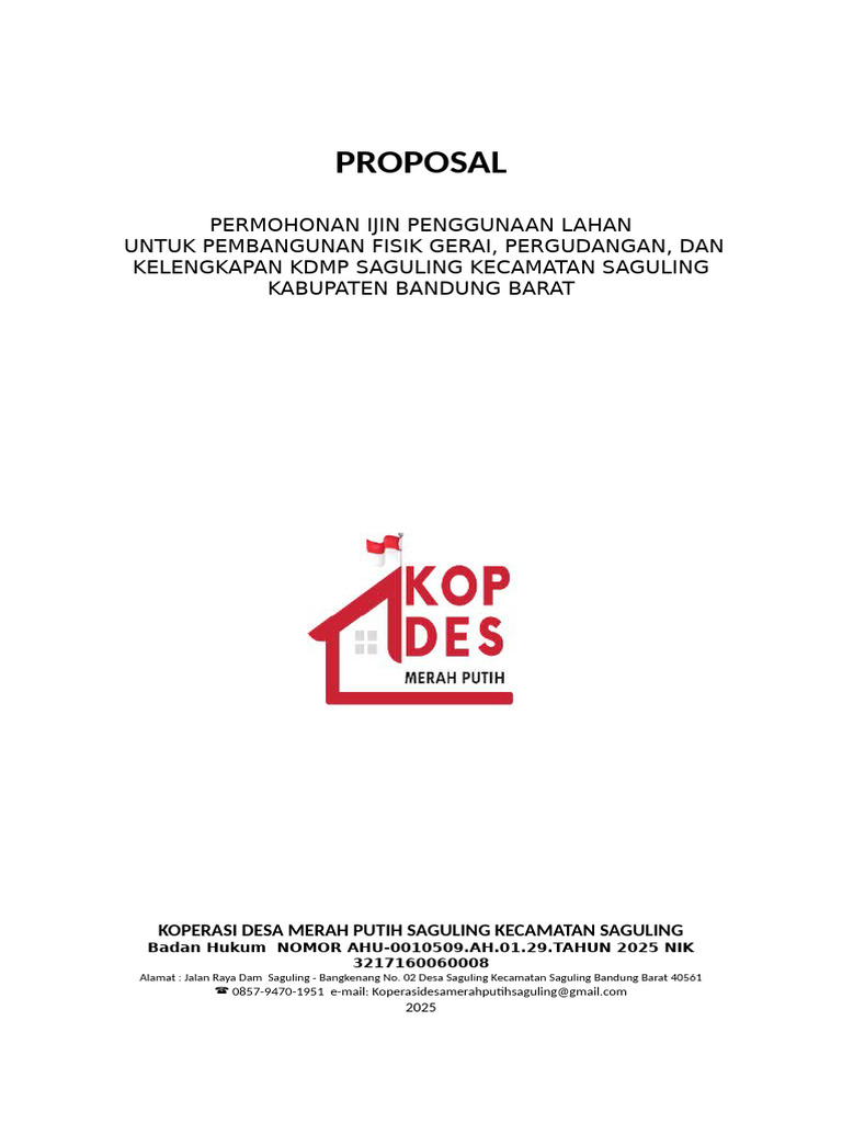 Proposal Permohonan Ijin Penggunaan Lahan Cililin | PDF