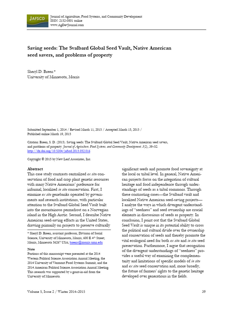 Breen_The Svalbard Global Seed Vault, Native American | PDF