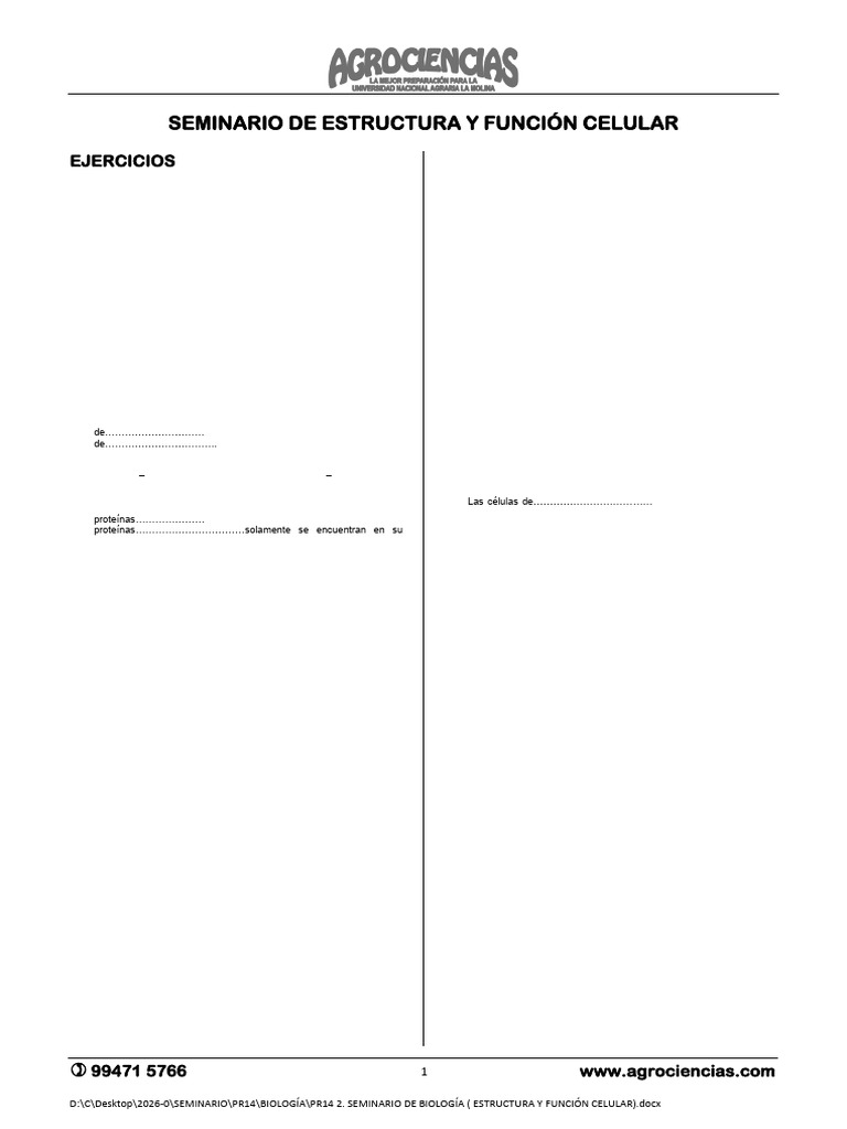 Pr14 2. Seminario de Biología ( Estructura y Función Celular) | PDF ...