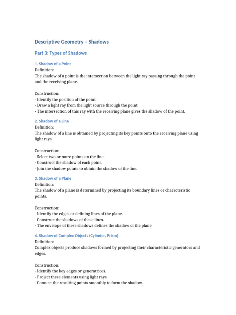 Descriptive Geometry Shadows Part3 to 5 FINAL | PDF