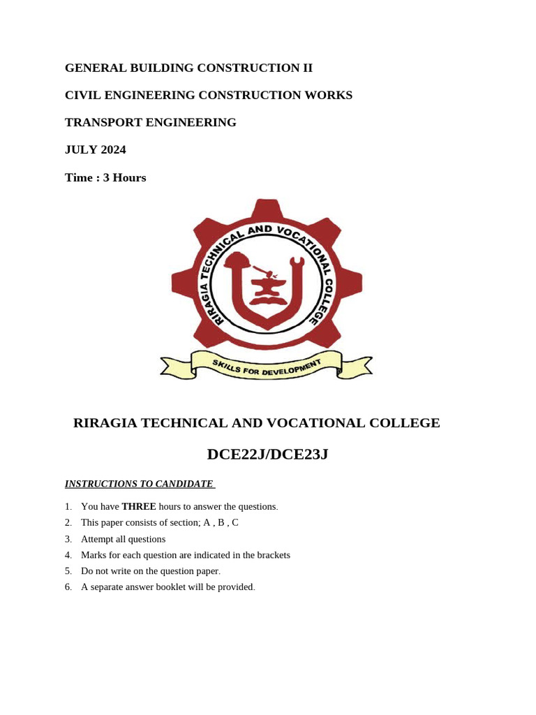 General Building Construction II, Civil Const. Works, Transport Eng. | PDF