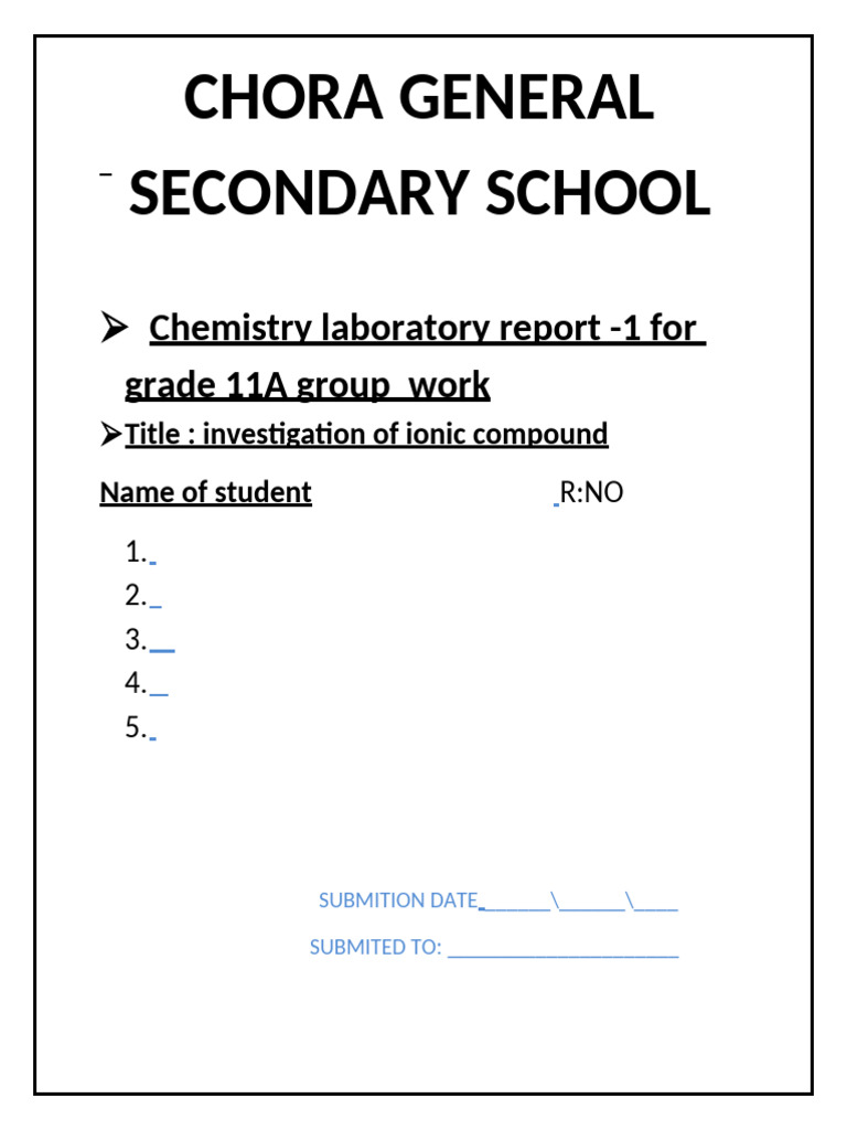 Chemo Lab Report 1 For Grade 11A | PDF | Ionic Bonding | Solvation