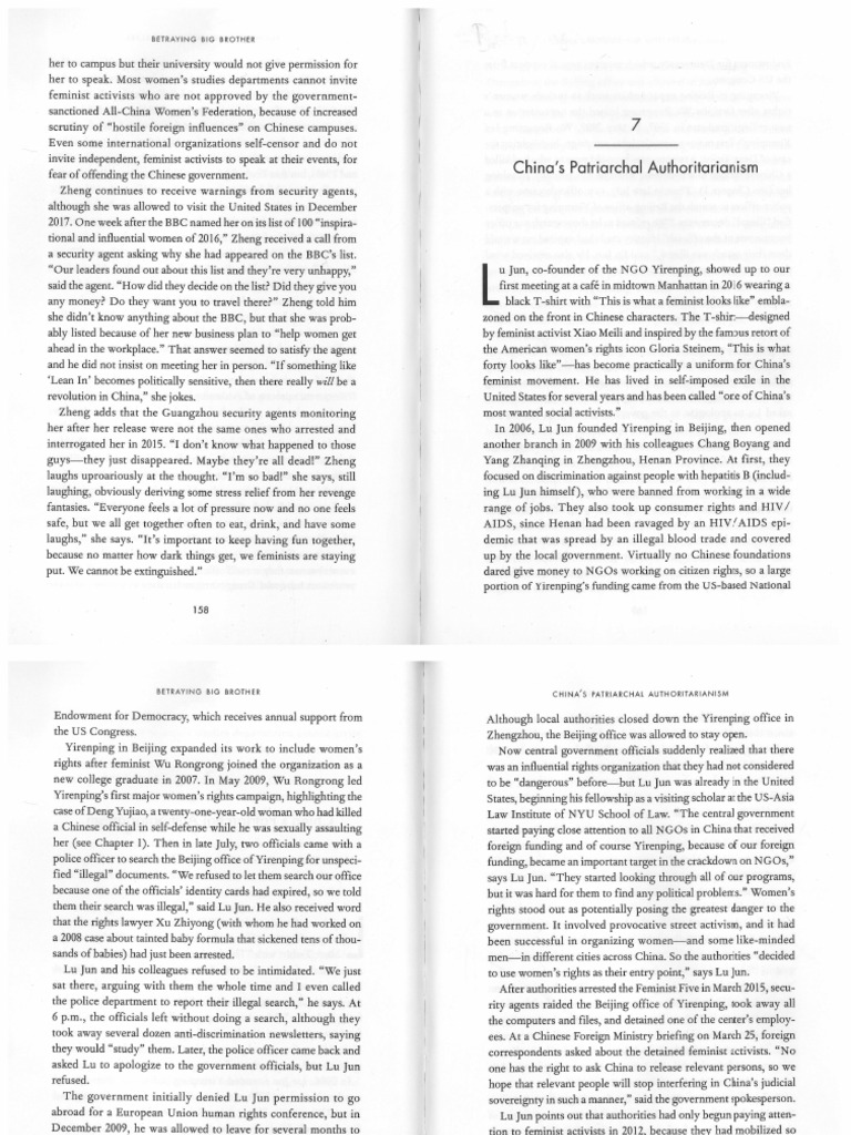Part 4 - Leta Hong Fincher China Patriarchal Authoritarianism | PDF