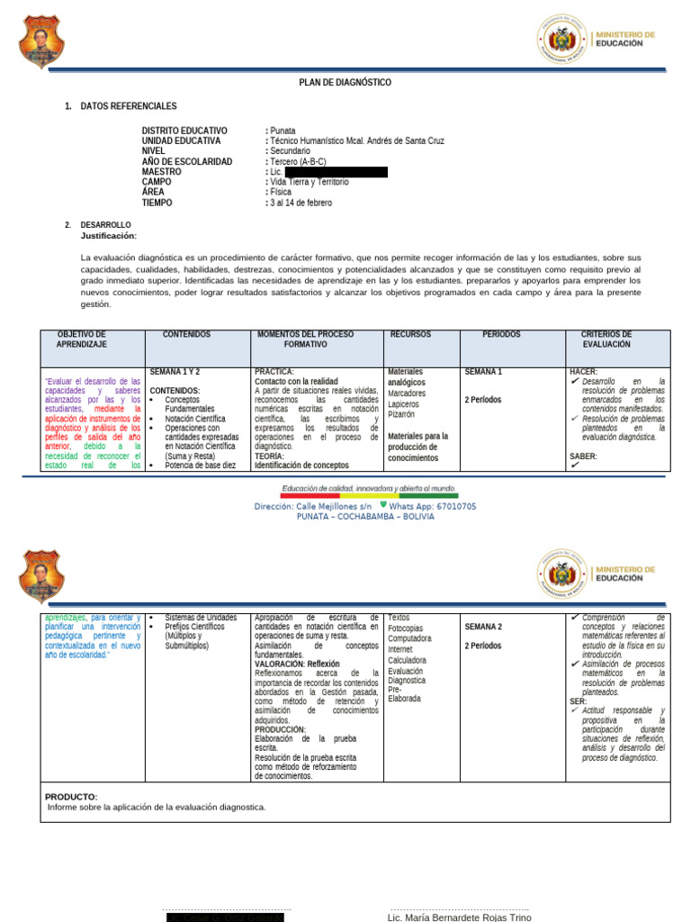 Plan Diagnóstico - 3ero | PDF | Aprendizaje | Matemáticas