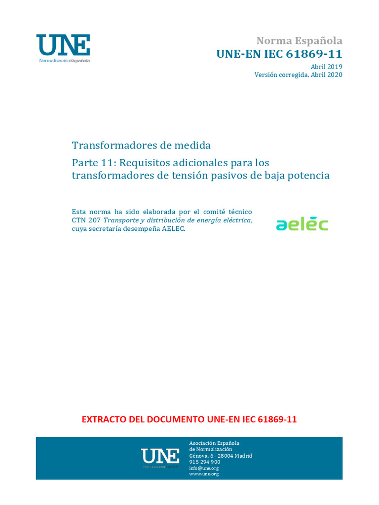 (Ex) Une-En Iec 61869-11 2019 | PDF | Transformador | Poder (Física)