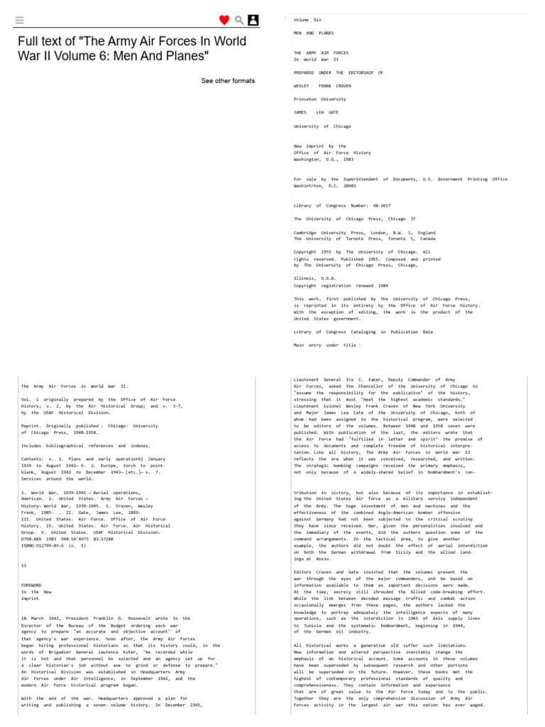 Full Text of _The Army Air Forces in World War II Volume 6_ Men and ...