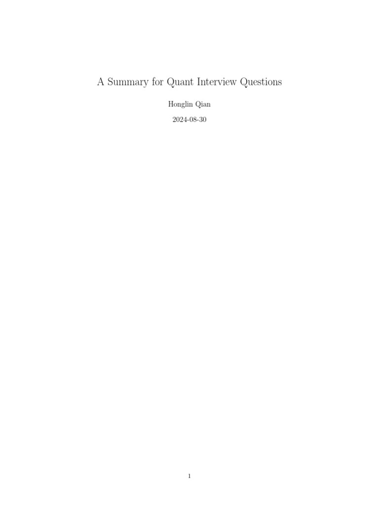 Quant Interview Question | PDF | Covariance | Linear Regression