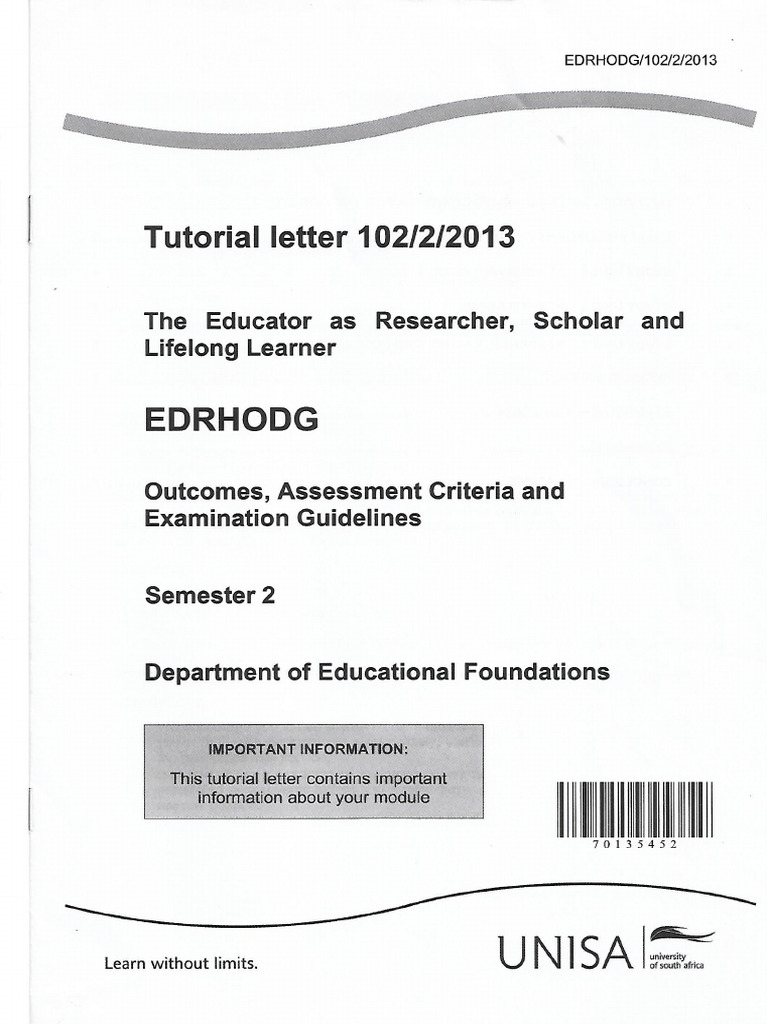 Edrhodg Tutorial Letter 102-2-2013 | PDF