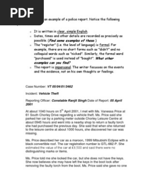 Example Of A Police Statement Writing 25 Best Police Report Templates