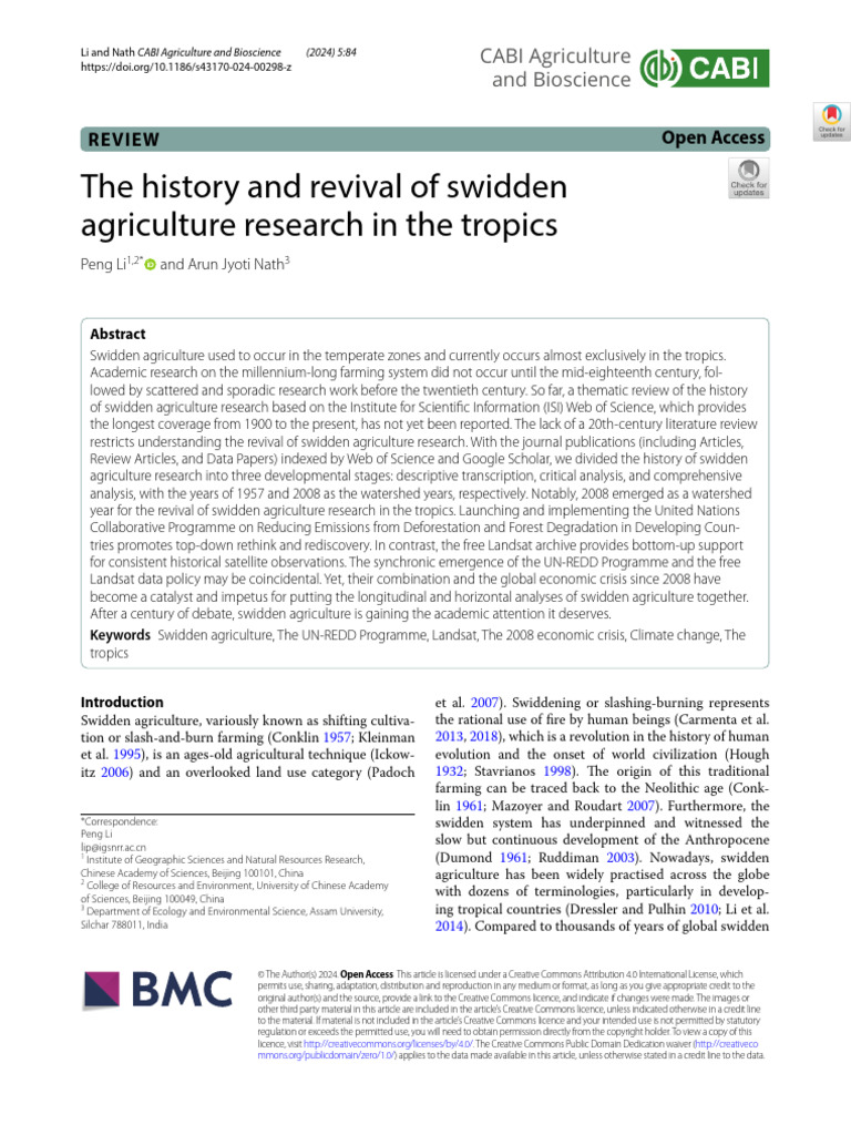 Li and Nath - 2024 - The History and Revival of Swidden Agriculture ...