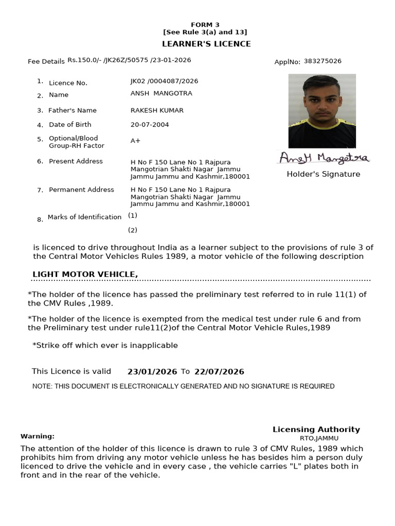 Ansh Learner Padosi | PDF | Vehicles | Driving