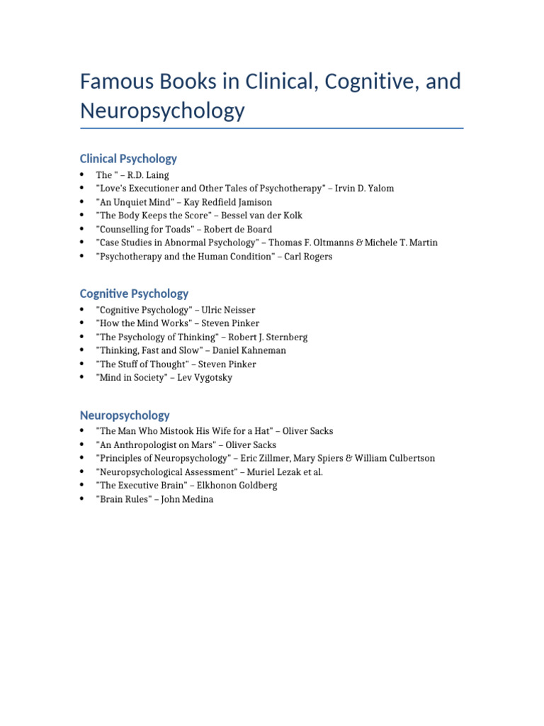 Famous Psychology Books | PDF
