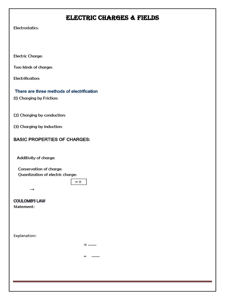 Electric Charges and Fields Chapter 1 | PDF | Electric Charge ...