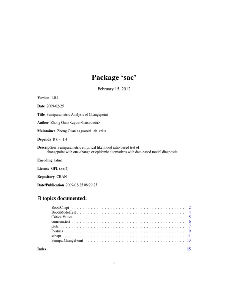 Package Sac': R Topics Documented | PDF | Resampling (Statistics) | P Value