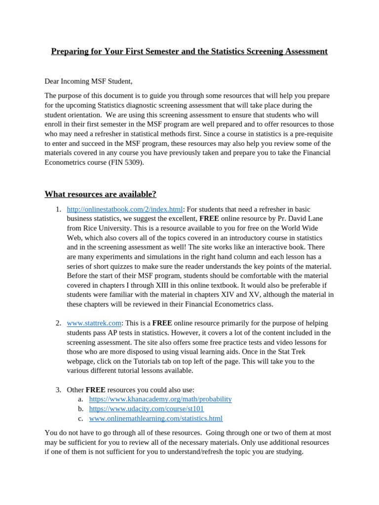 Incoming MSF Students_StatsInfo | PDF | Statistics | Variance