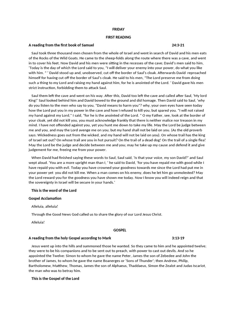 bacaan b inggris 23 jnuari 26 | PDF | David | Saul