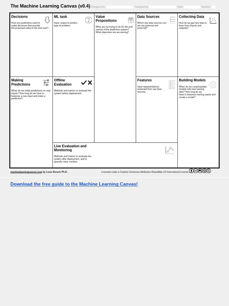 Machine Learning Canvas v0.4 - public | PDF | Machine Learning ...