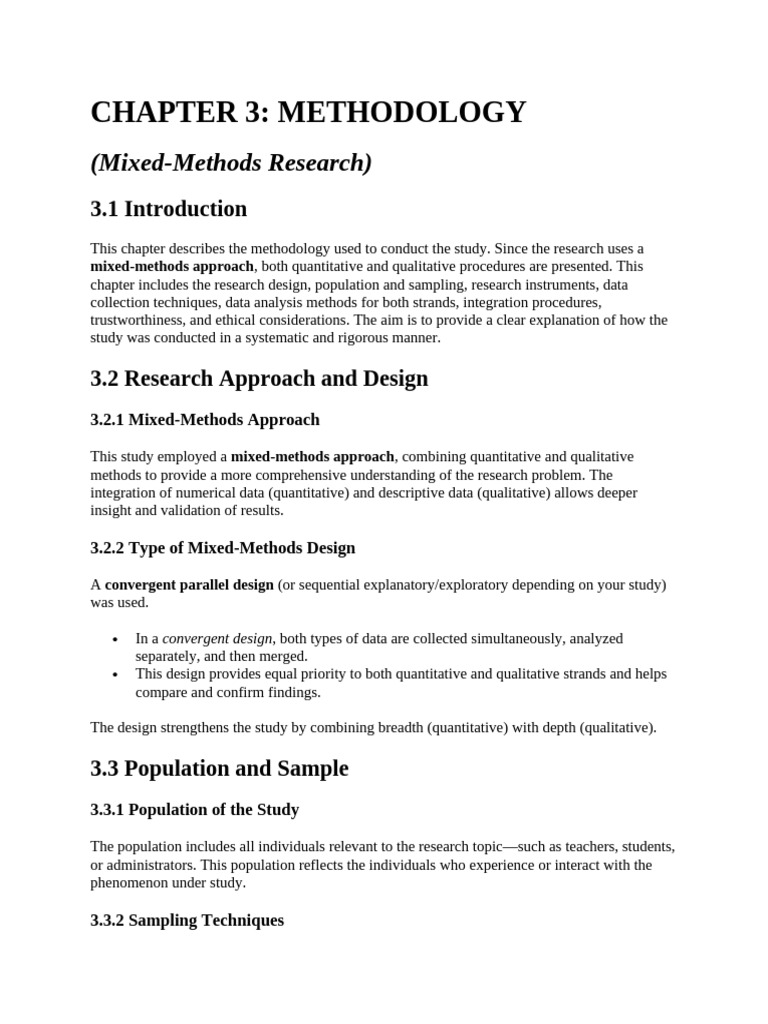 A Sample of CHAPTER 3 METHODOLOGY (For Mixed Methodology) | PDF ...