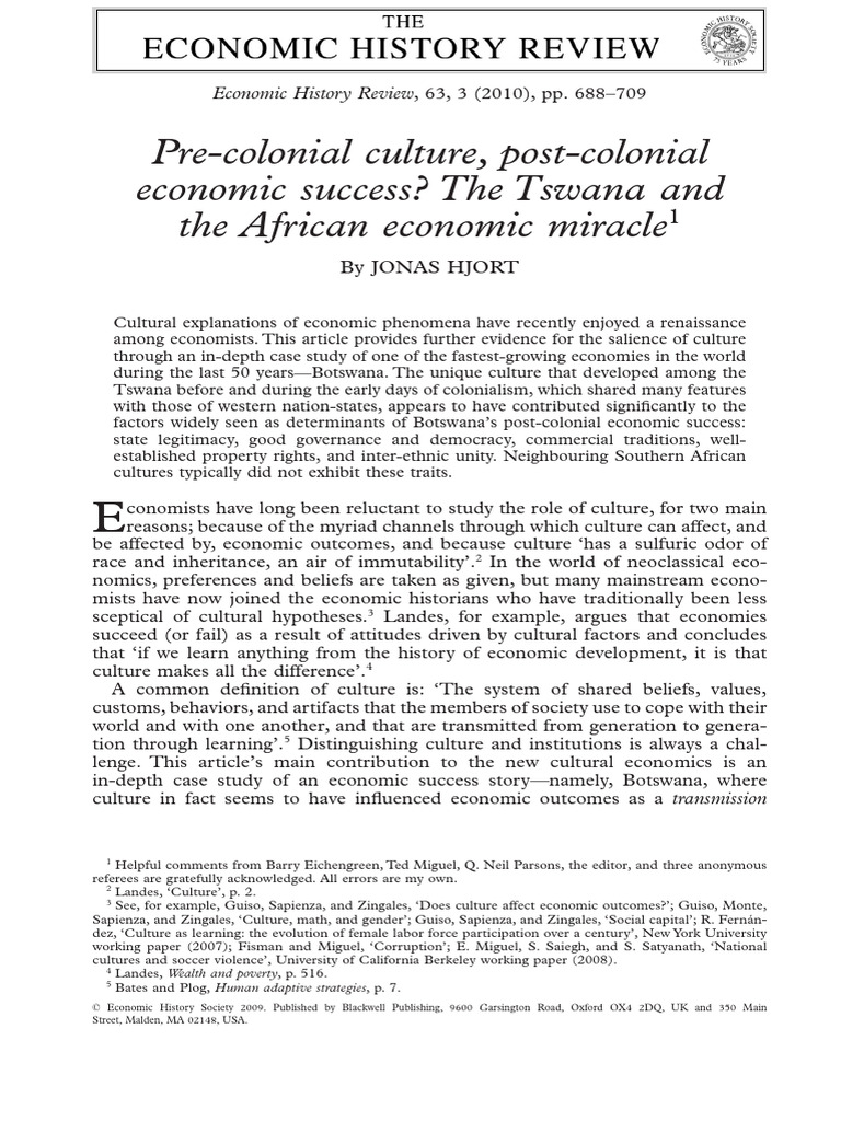 Pre-Colonial Culture, Post-Colonial Economic Success | PDF | Botswana ...