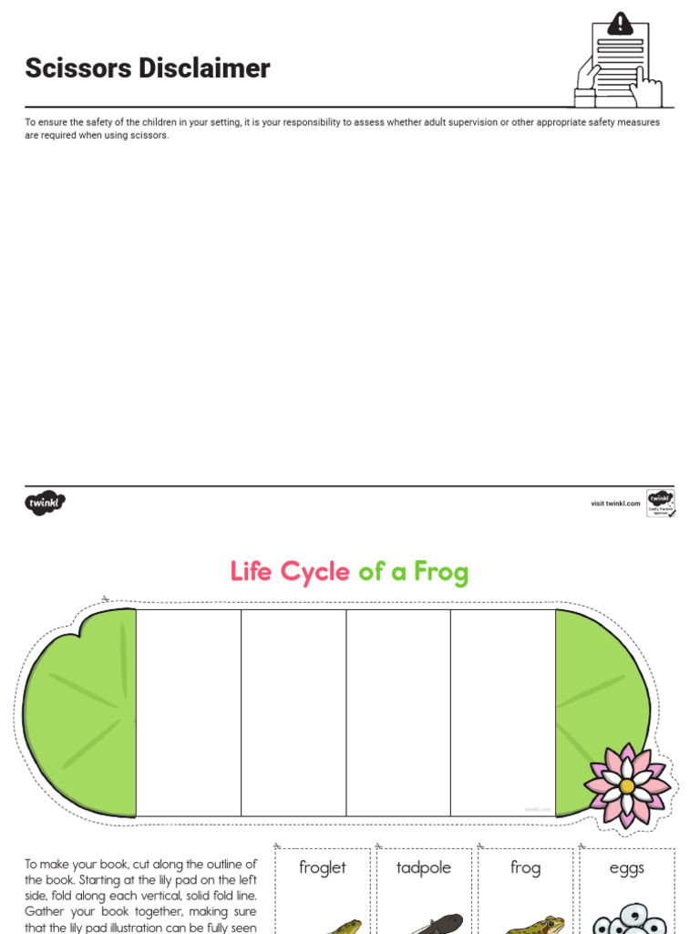 Color Life Cycle of a Frog Foldable Booklet for K-2nd Grade | PDF