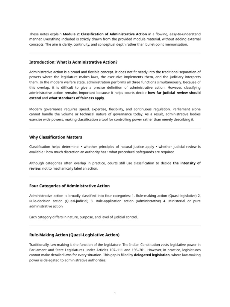 Module 2 - Classification of Administrative Action (Clean Detailed ...