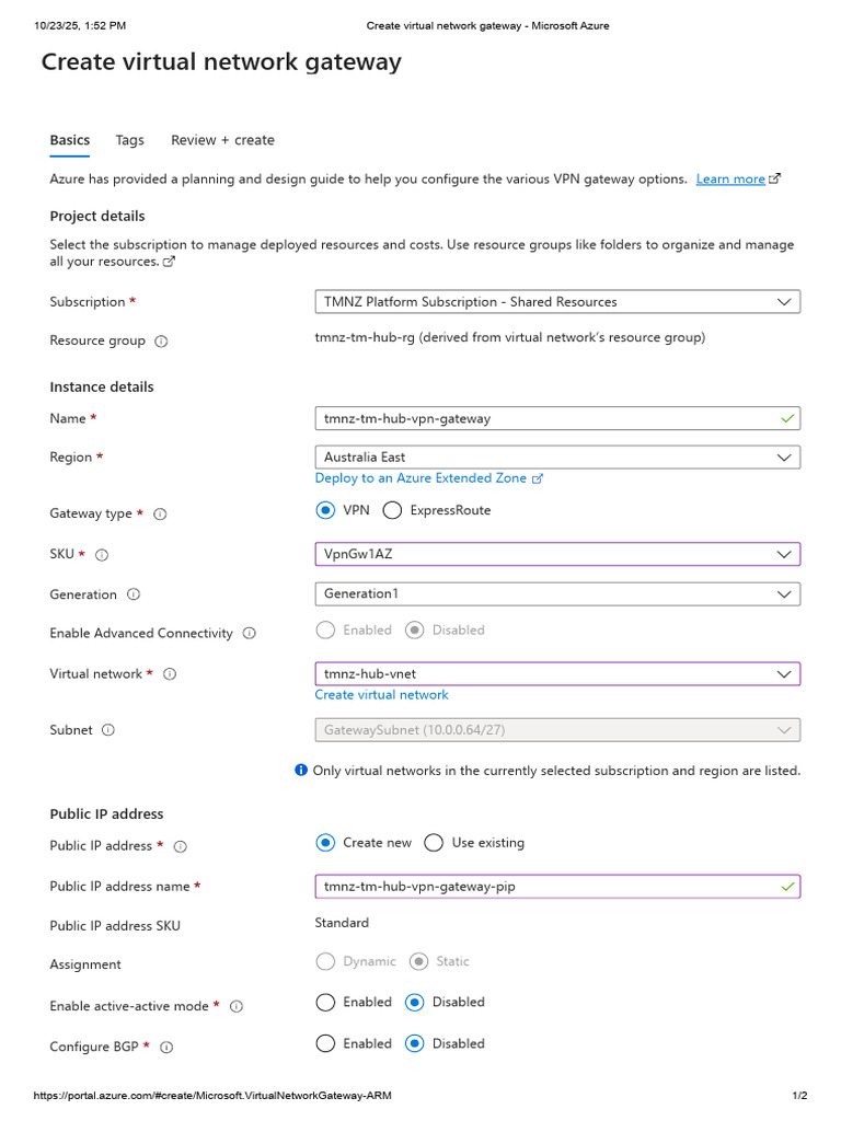 Create Virtual Network Gateway - Microsoft Azure | PDF | Computer ...