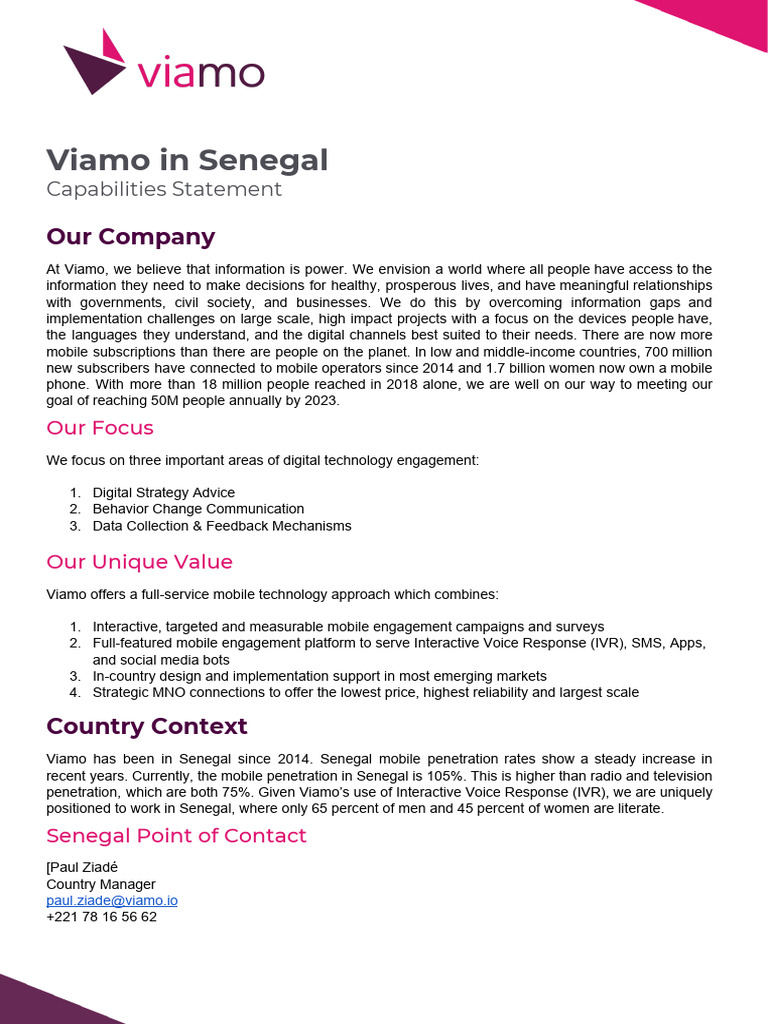 SENEGAL Country Capabilities Statement (2020) | PDF | Interactive Voice ...