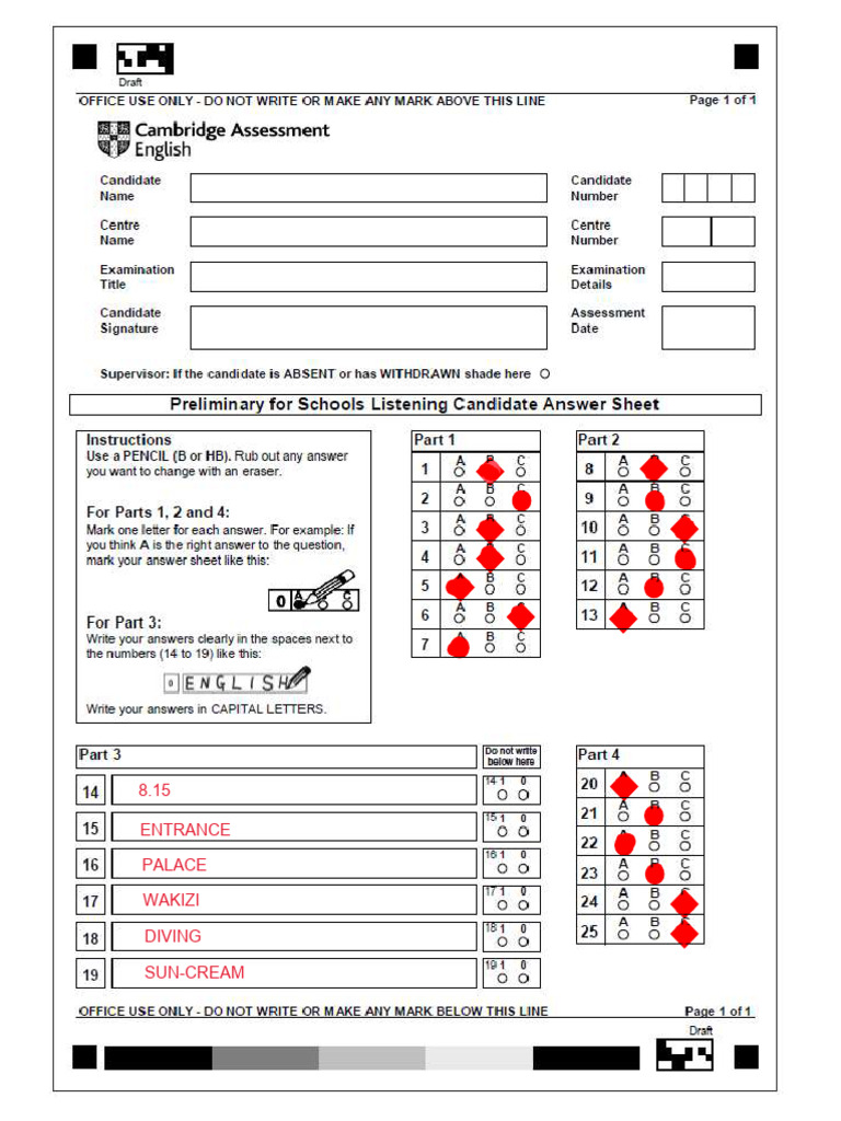 (Marking Template) Listening M03 | PDF