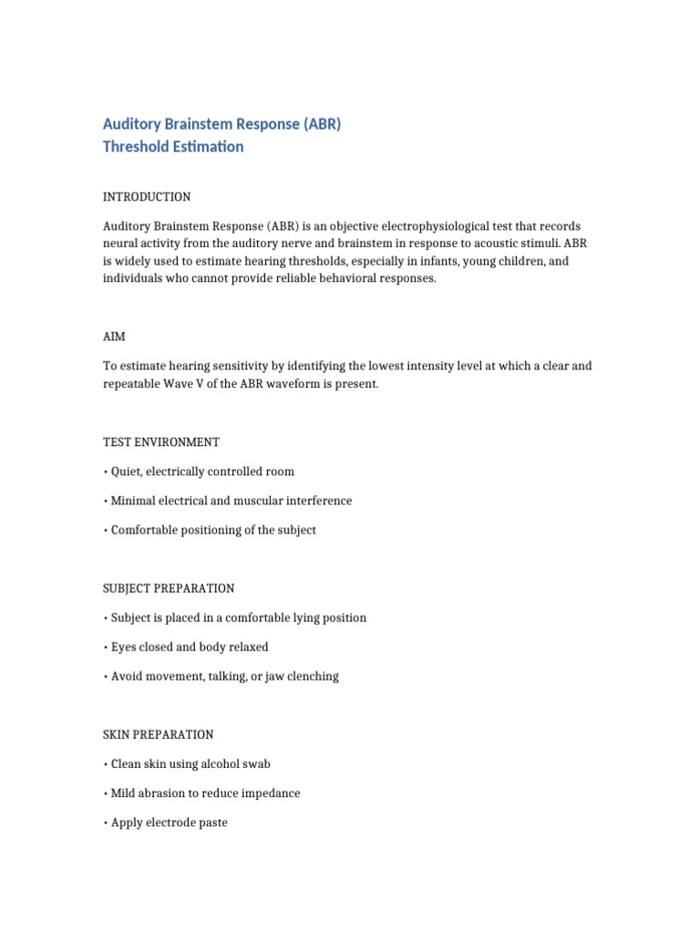 ABR_Threshold_Estimation_Practical | PDF | Sound | Senses