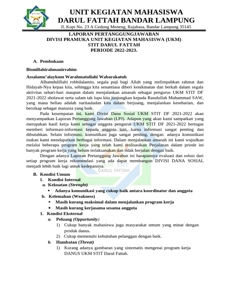 LPJ Divisi Danus | PDF