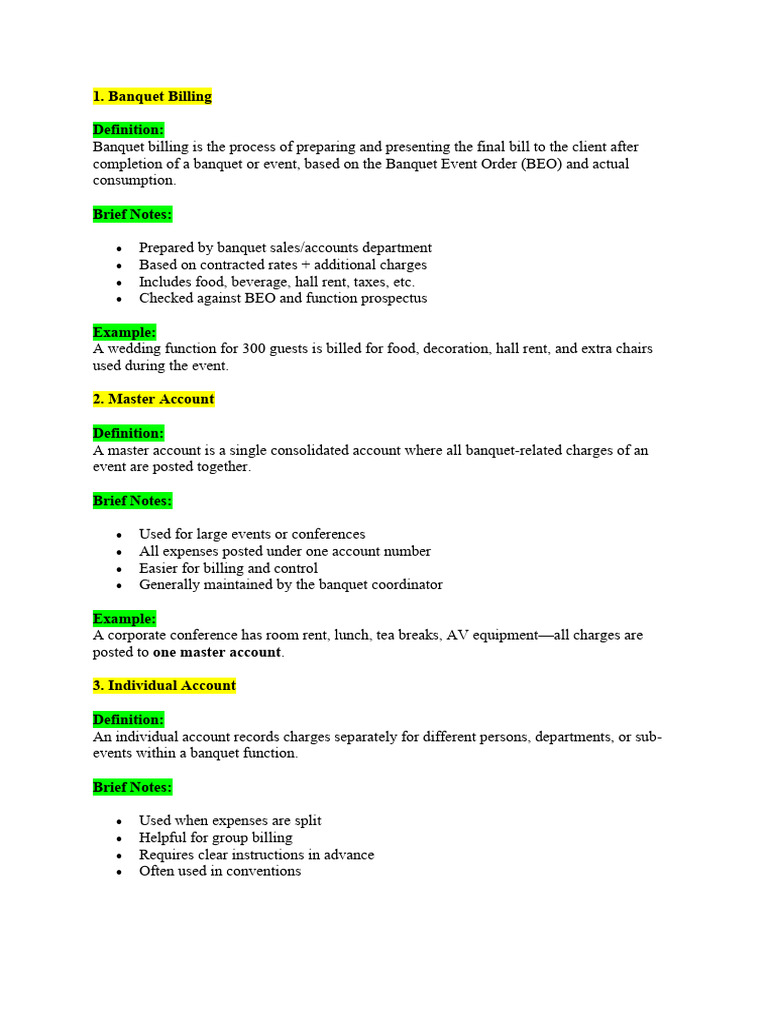 Banquet Billing Master Account | PDF | Credit | Finance & Money Management