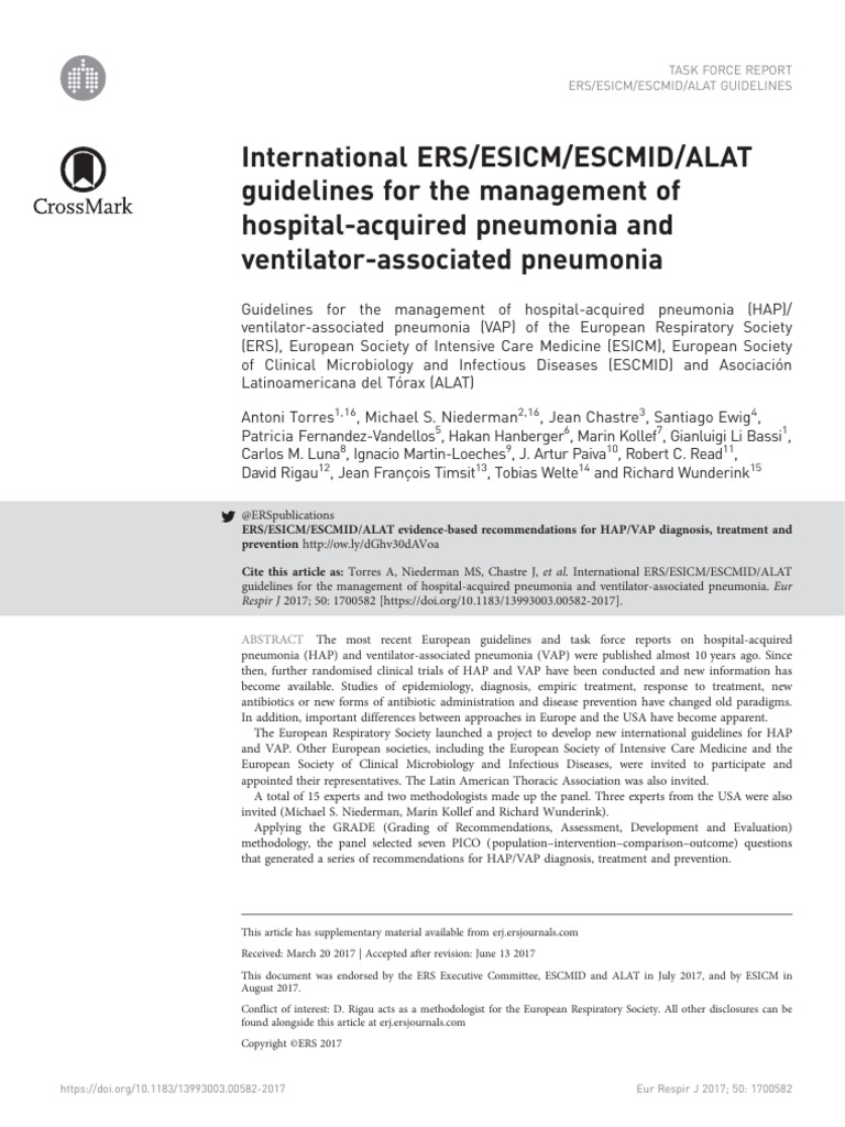 Ers.esicm.escmid.alat Guideline Hap Vap 2017 | PDF | Hospital Acquired ...