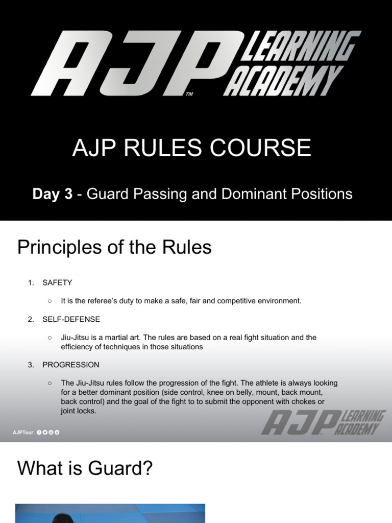 AJP Rules Course, Day 3 | PDF | Brazilian Jiu Jitsu | Grappling