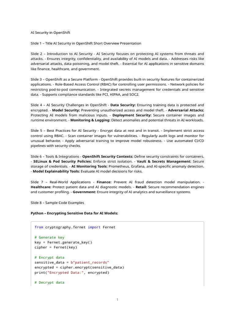 AI Security in OpenShift | PDF | Encryption | Security