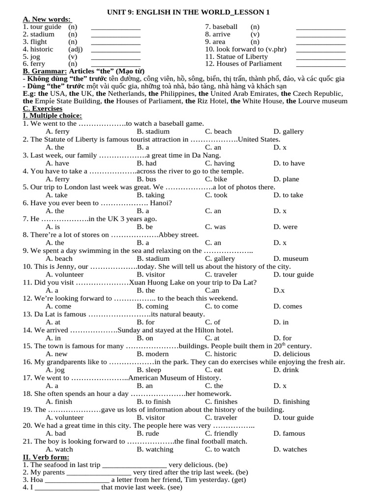 e7ilearn Unit 9 Lesson 1 | PDF