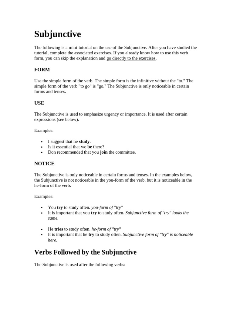 Subjunctive | PDF | Syntactic Relationships | Linguistics