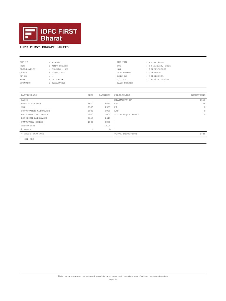 Payslip 344273 Amit Bhagat October 2025 | PDF