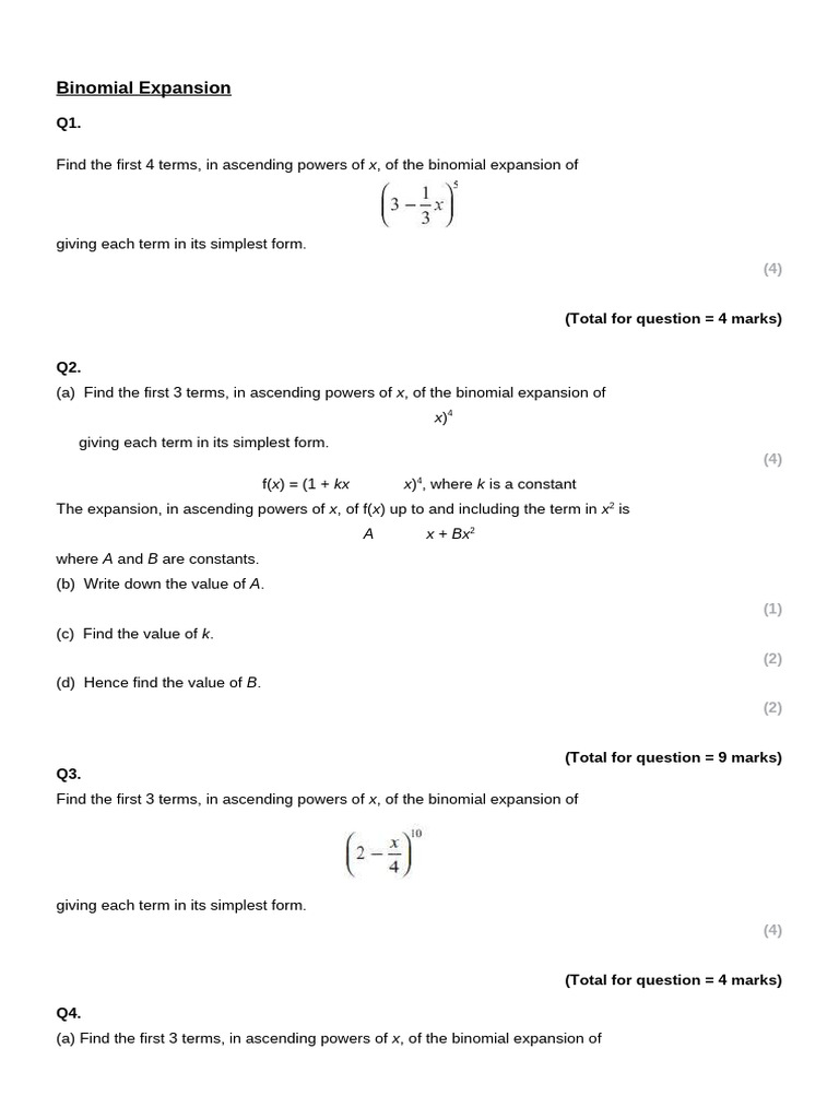 Pure 1 Ch8 - Binomial Expansion | PDF | Mathematics | Number Theory