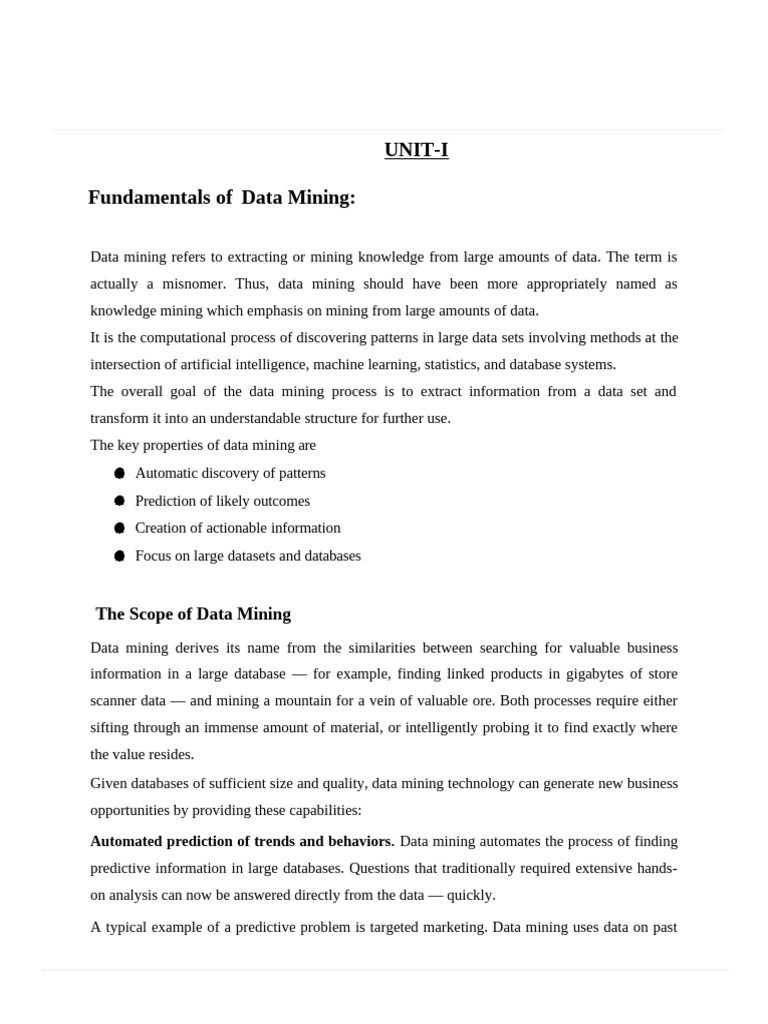 Data Mining Module-1 | PDF | Data Mining | Data