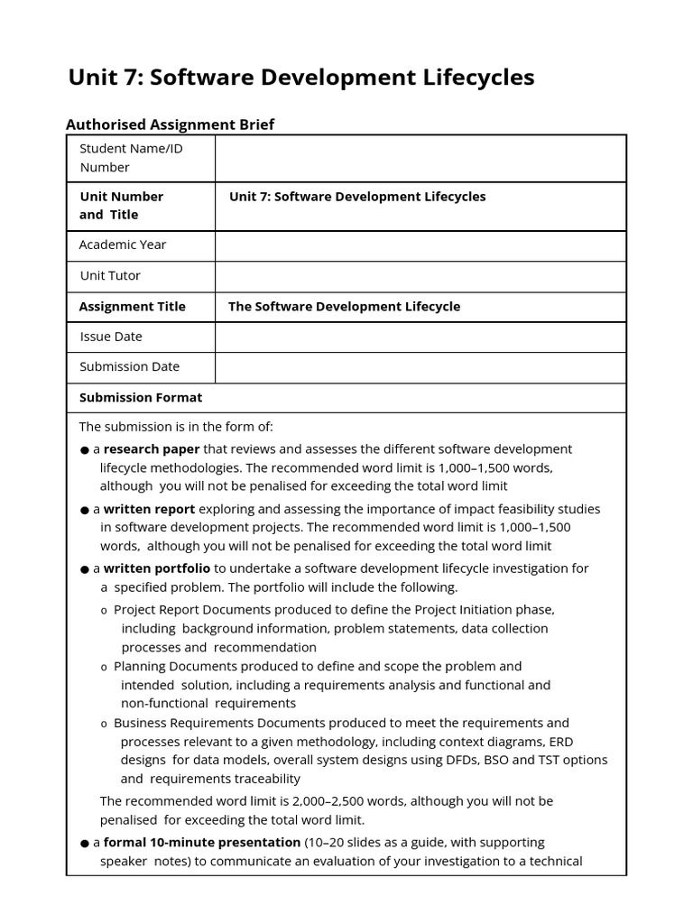 Assignment Brief (SDLC) | PDF | Software Development Process | Software ...