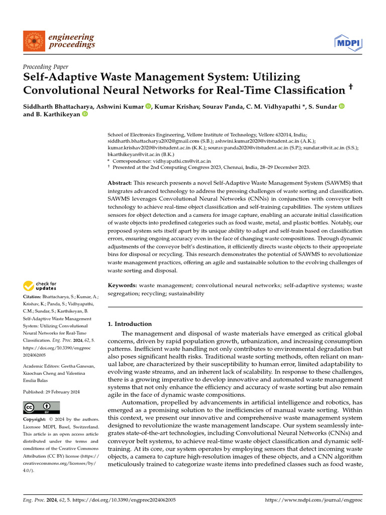 Self-Adaptive Waste Management System Utilizing Co | PDF | Applied ...