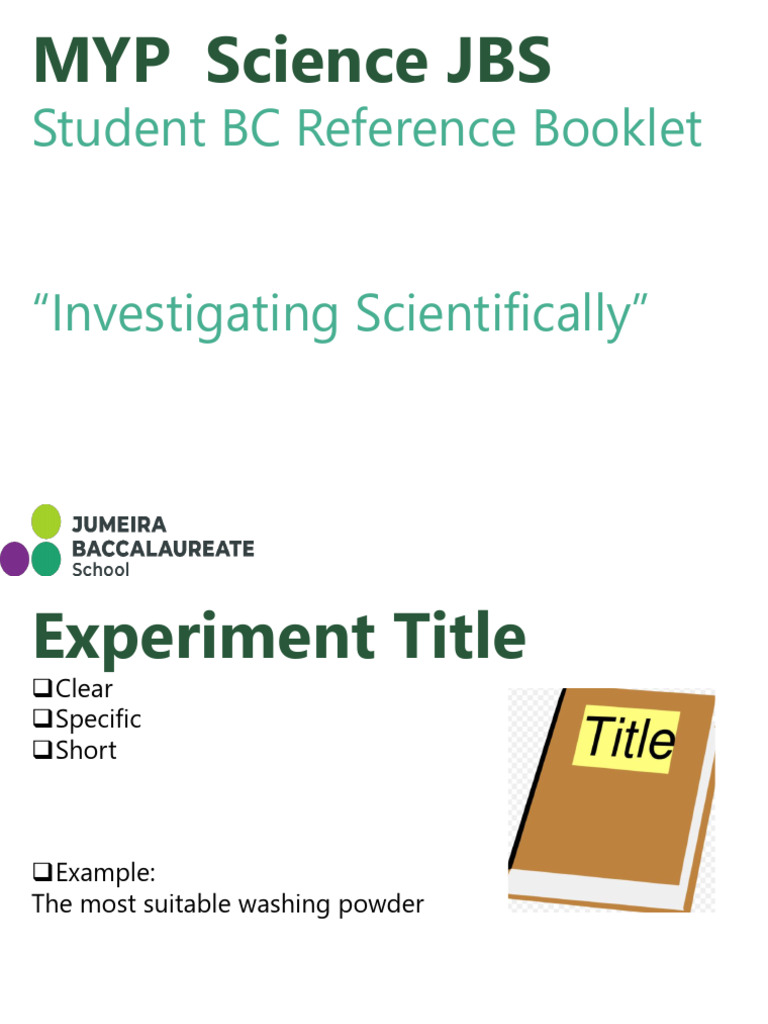 Student Reference Booklet BC MYP | PDF | Validity (Statistics) | Experiment
