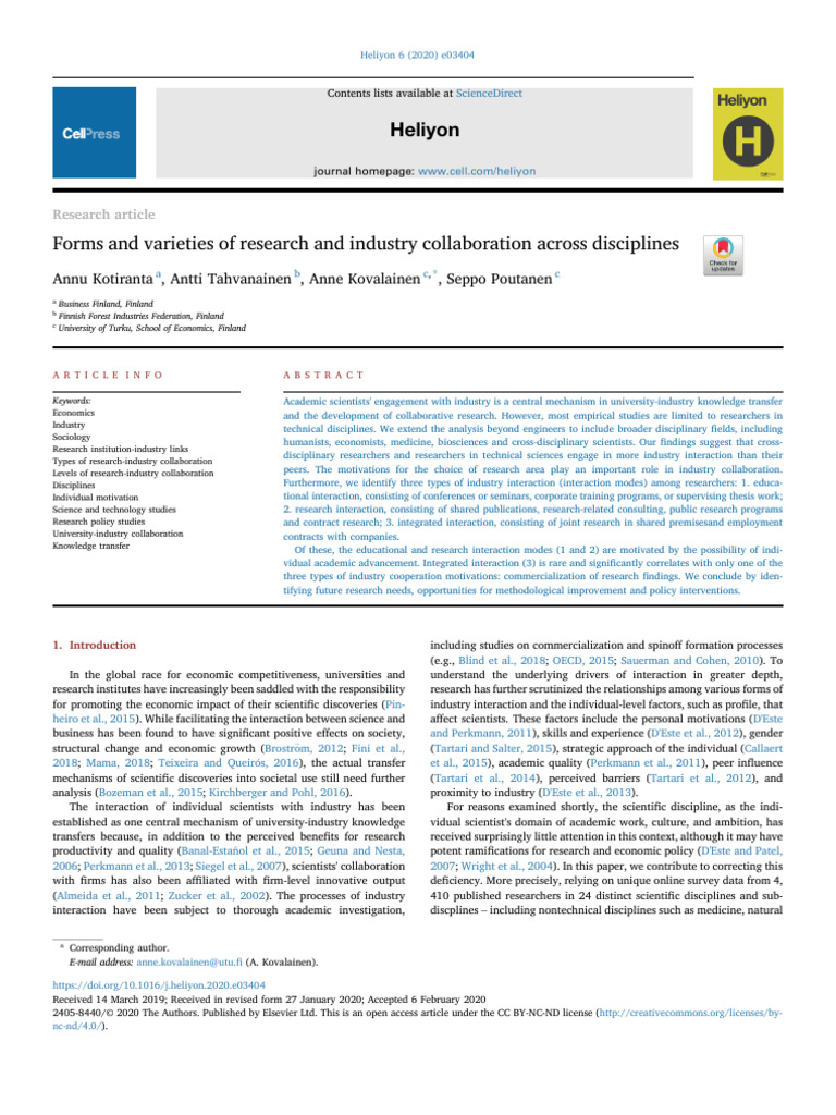 Forms and varieties of research collaboration | PDF ...