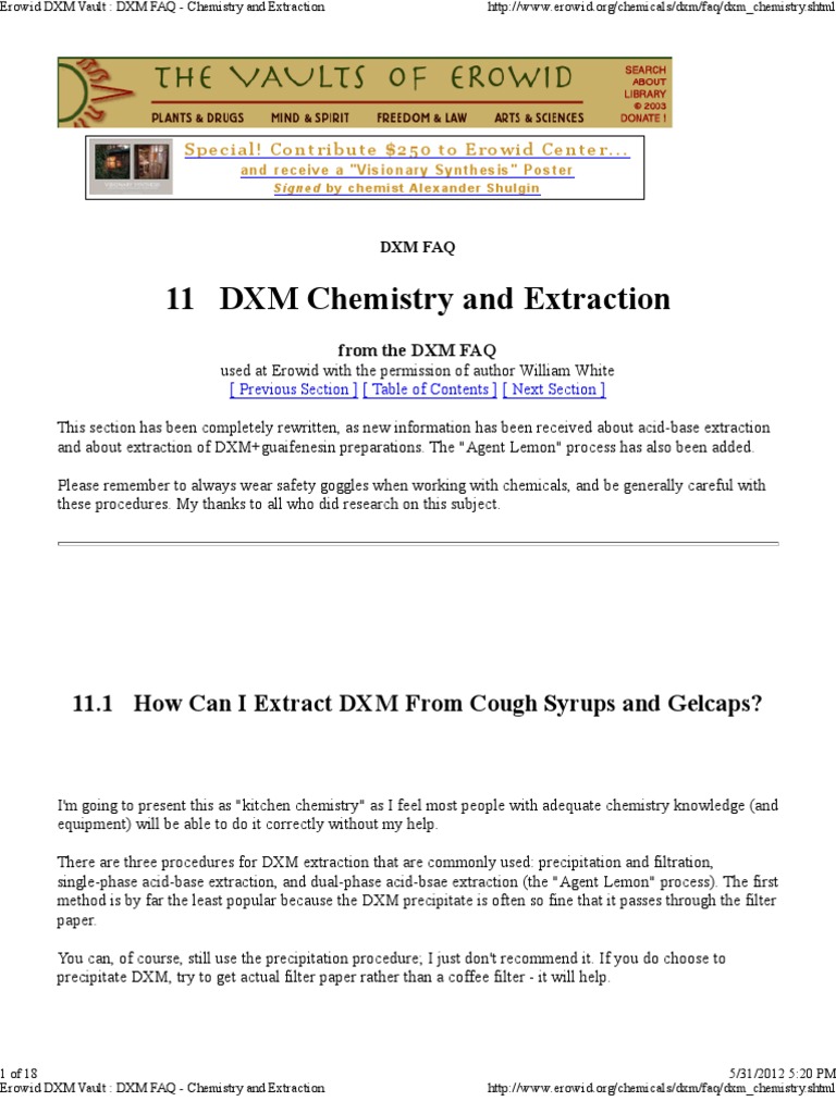 How Can I Extract DXM From Cough Syrups | PDF | Solubility | Sodium ...