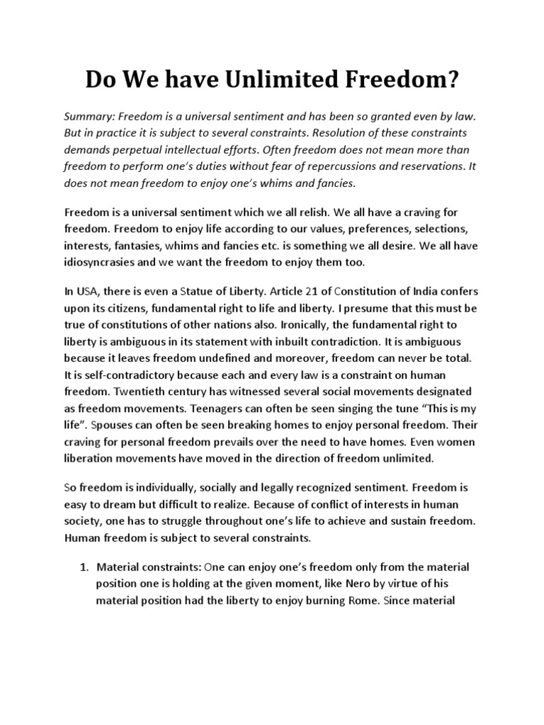 Understanding Limits of Freedom | PDF | Natural And Legal Rights | Liberty